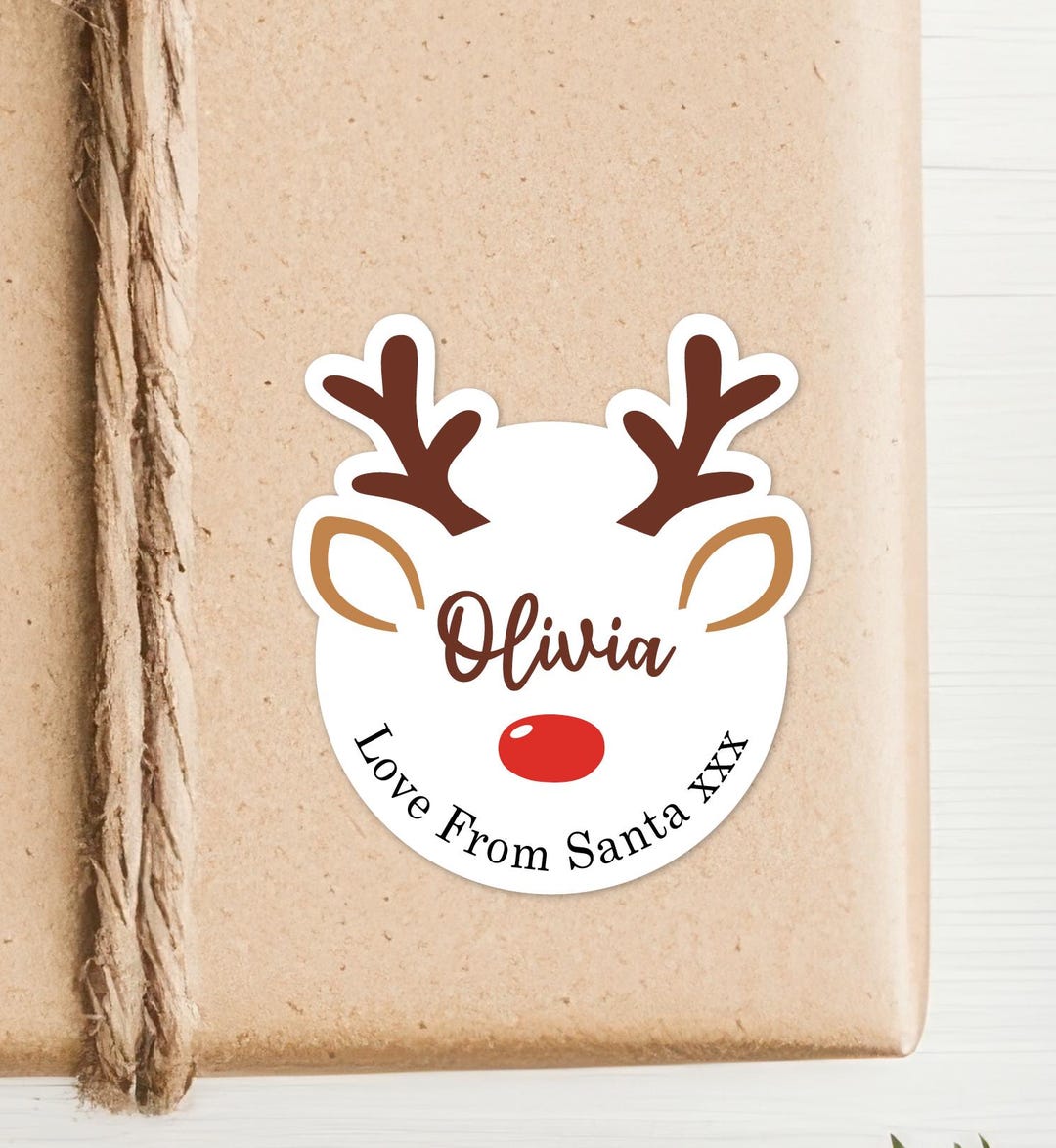 Christmas Present Label Reindeer Gift Sticker - Personalized Gift ...