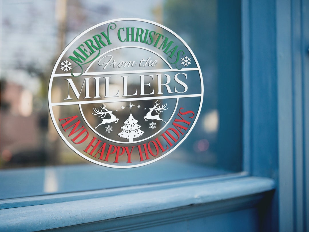 Personalized Christmas Window Decal Family Name Surname Custom Name ...