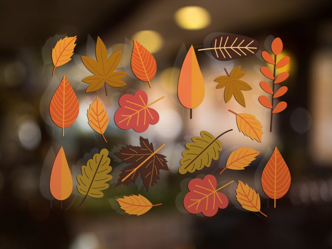 20 Autumn Leaves Window Decal Stickers, Autumn Decor, Shop Window ...