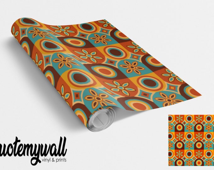 Retro Colourful Flower Pattern Vinyl Wrap Vinyl Wraps for - Etsy