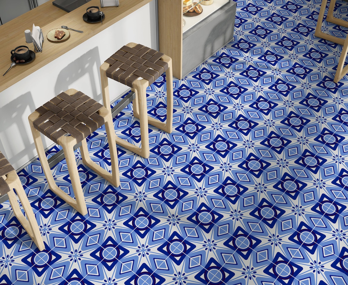 Royal Blue Starburst Removable Tile Stickers - Etsy