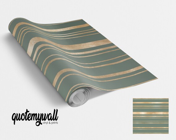 Sage Green Golden Stripes Self Adhesive Vinyl Vinyl Wraps for - Etsy