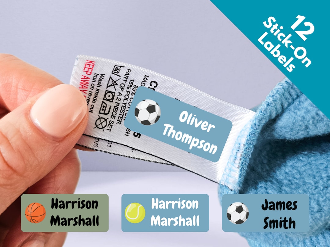 12 Stick on Clothes Clothing Labels for Kids School Uniform Clothes ...
