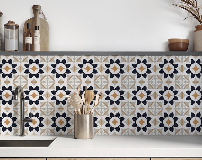 Tile Stickers for Floor, Kitchen Backsplash Bath Removable Waterproof ...