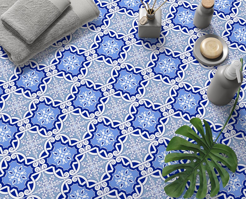 Powder Blue Fancy Deco Floor & Wall Tile Stickers - Etsy