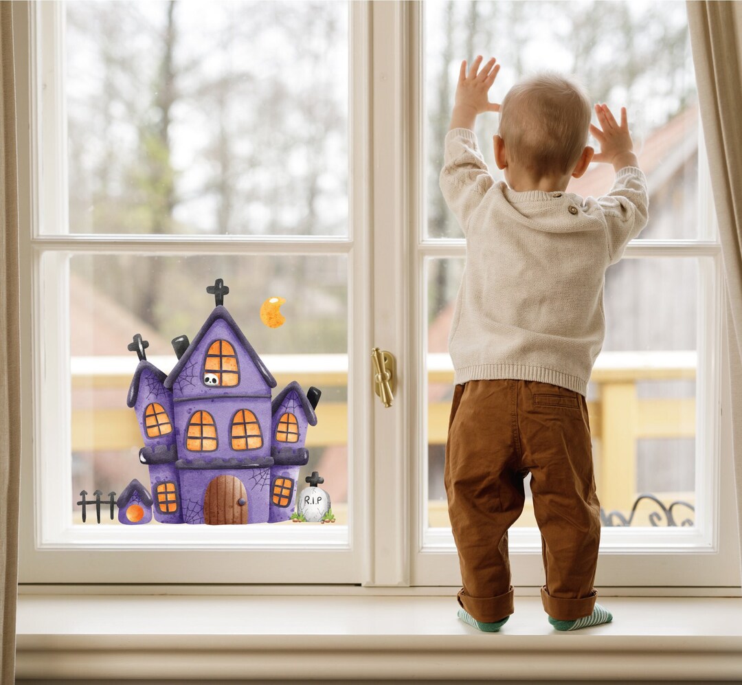 Haunted House Sticker, Halloween Window Sticker, Halloween Decor, Kids ...