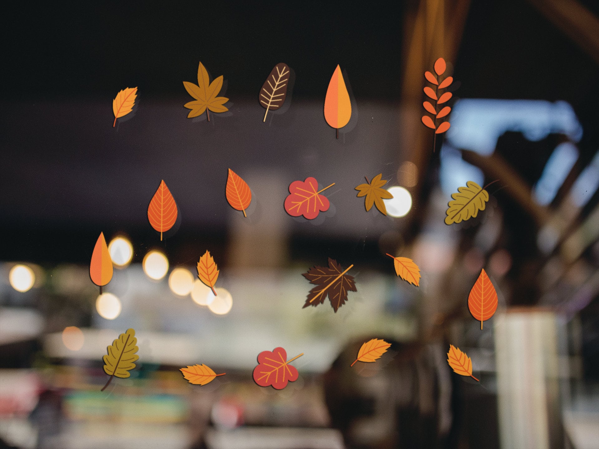 20 Autumn Leaves Window Decal Stickers, Autumn Decor, Shop Window ...
