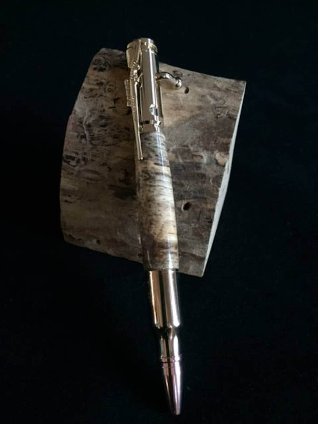 Handmade 30. Caliber Bolt Action Rifle Pen, 24kt Gold Plated and Brass ...
