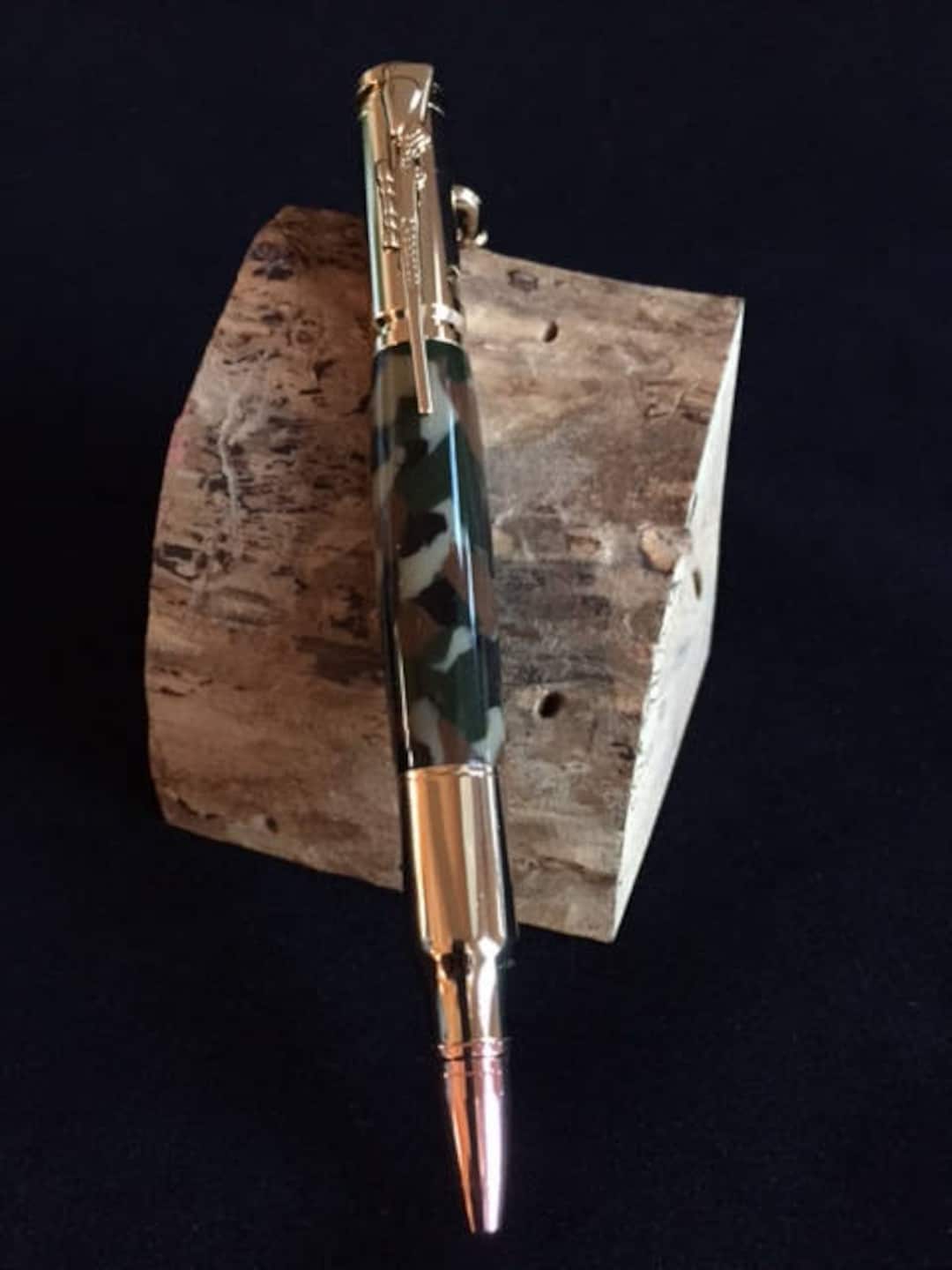 Handmade 30. Caliber Bolt Action Rifle Pen, 24kt Gold Plated and Brass ...