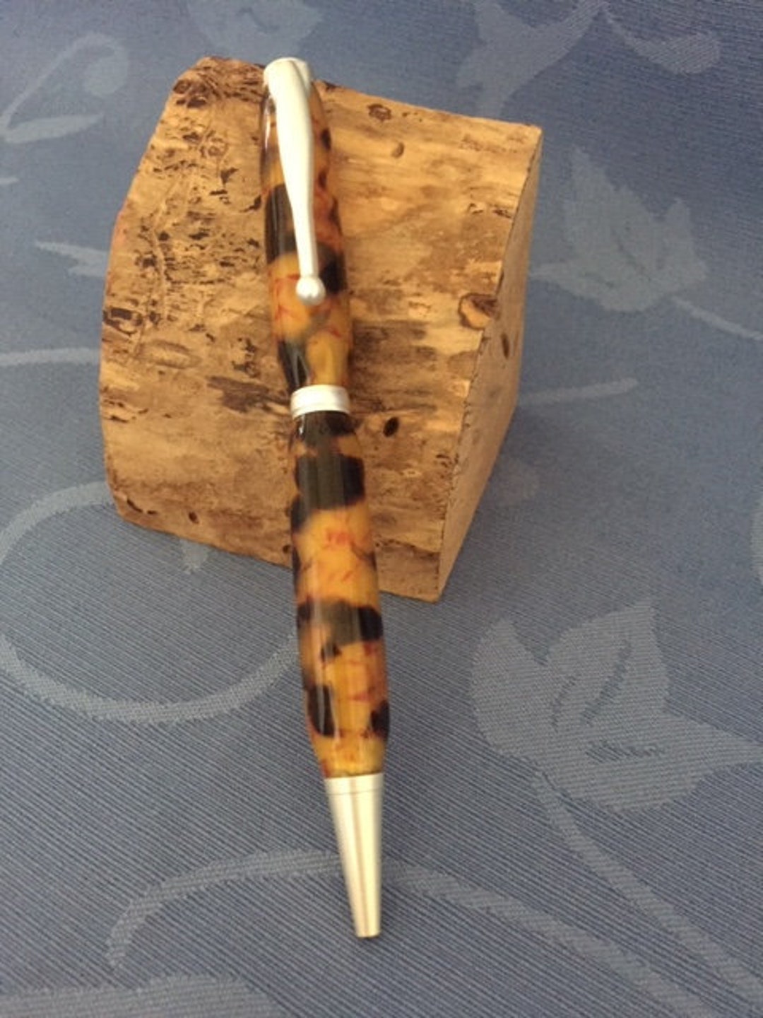 Handmade Slimline Twist Pen - Tortoise Shell Acrylic - Satin Pearl ...