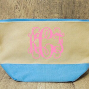 Monogrammed Colorblock Canvas Cosmetic Bag - Monogrammed Makeup Bag ...