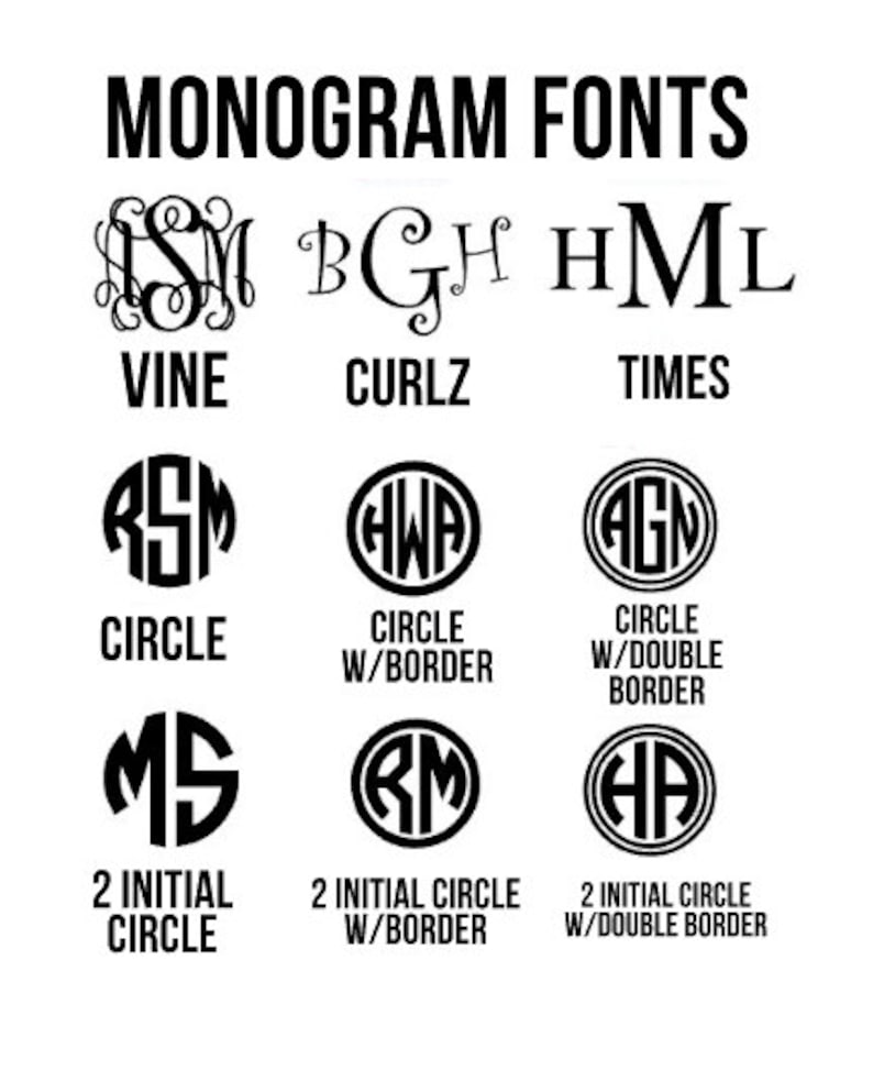 Monogrammed Vinyl Decal Monogram Car Decal Initial Decal Etsy