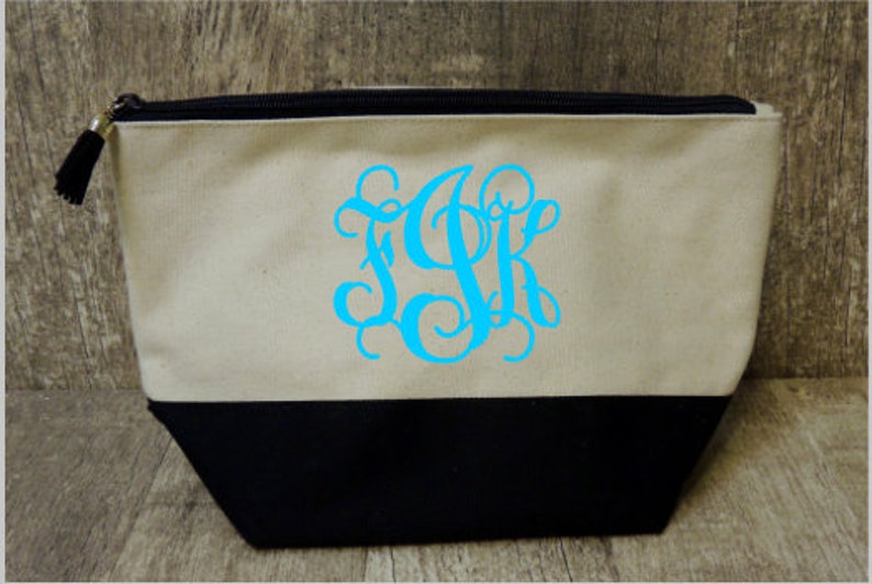 Monogrammed Colorblock Canvas Cosmetic Bag Monogrammed - Etsy