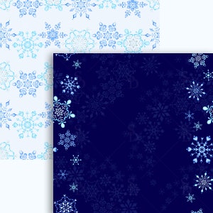 Blue Snowflake Digital Paper Printable Pack Handpainted - Etsy