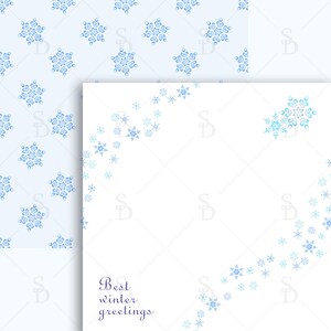 Blue Snowflake Digital Paper Printable Pack Handpainted - Etsy