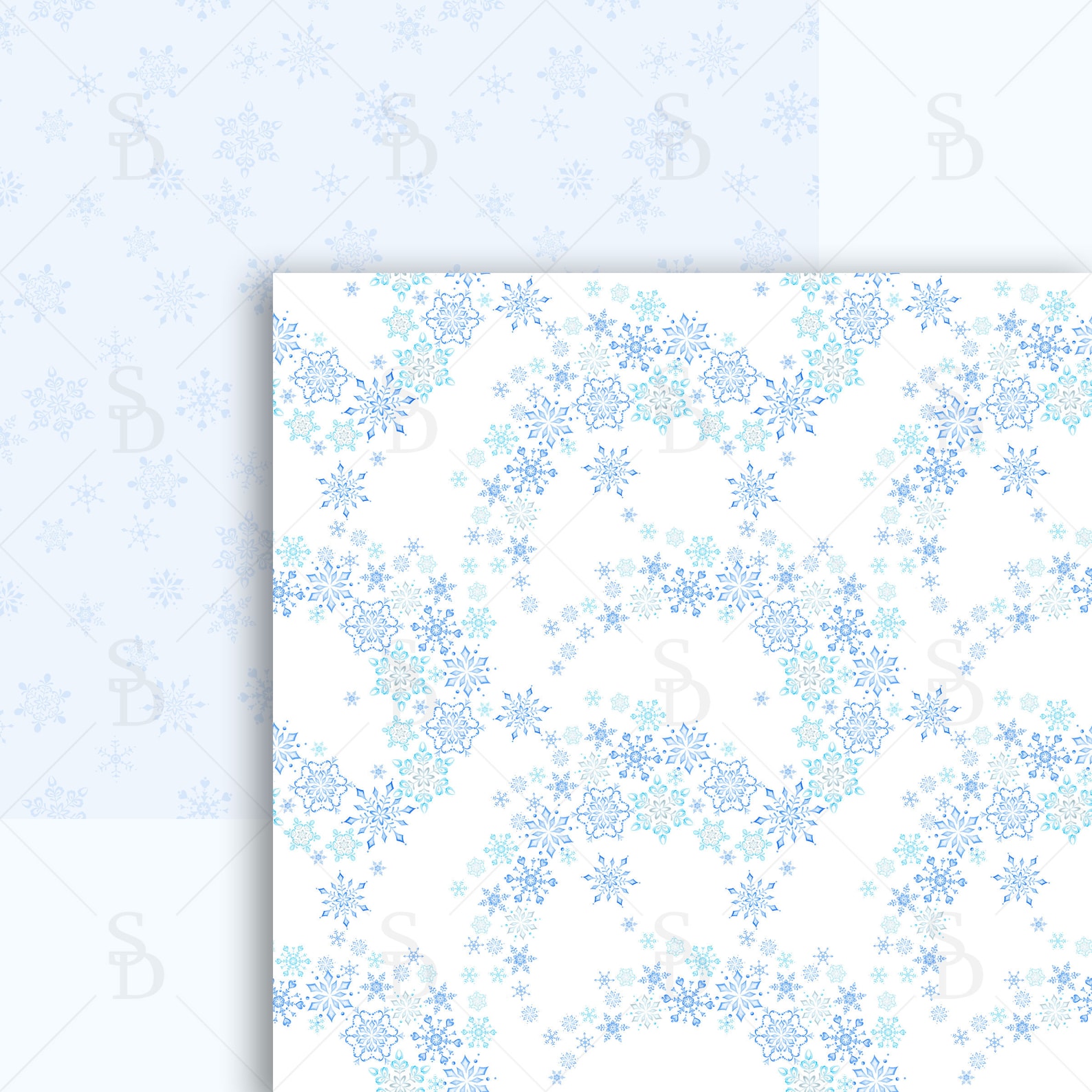 Blue Snowflake Digital Paper Printable Pack Handpainted - Etsy