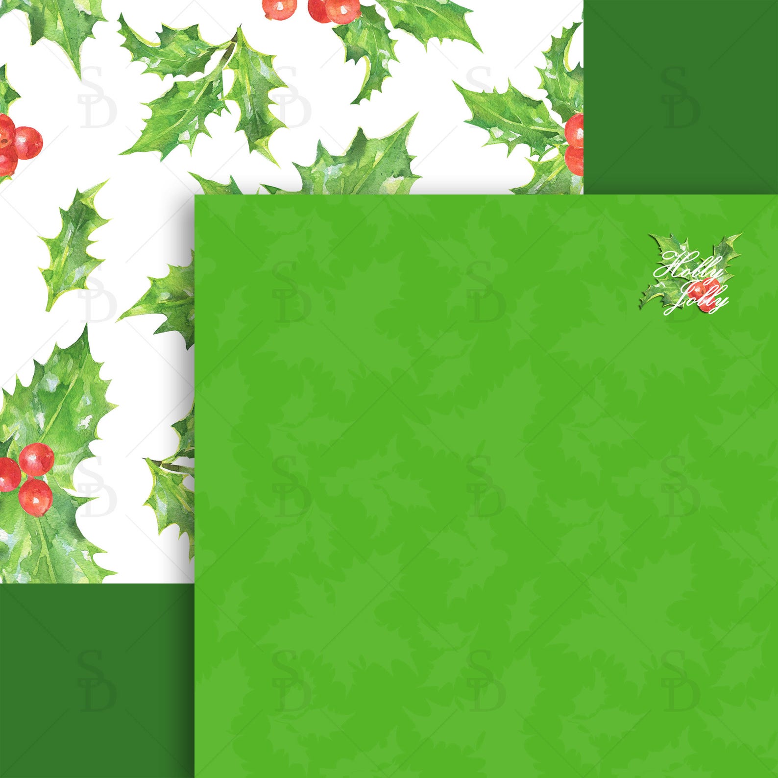 Holly Digital Paper Seamless Background Handpainted Pattern | Etsy