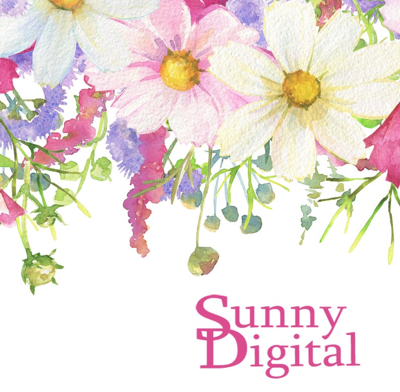 Daisy Summer Clipart Handpainted Watercolor Floral Element Printable ...