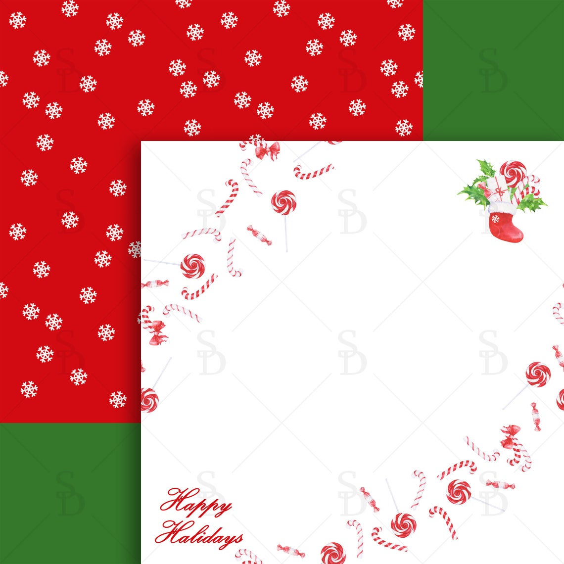 Holly Digital Paper Seamless Background Handpainted Pattern | Etsy