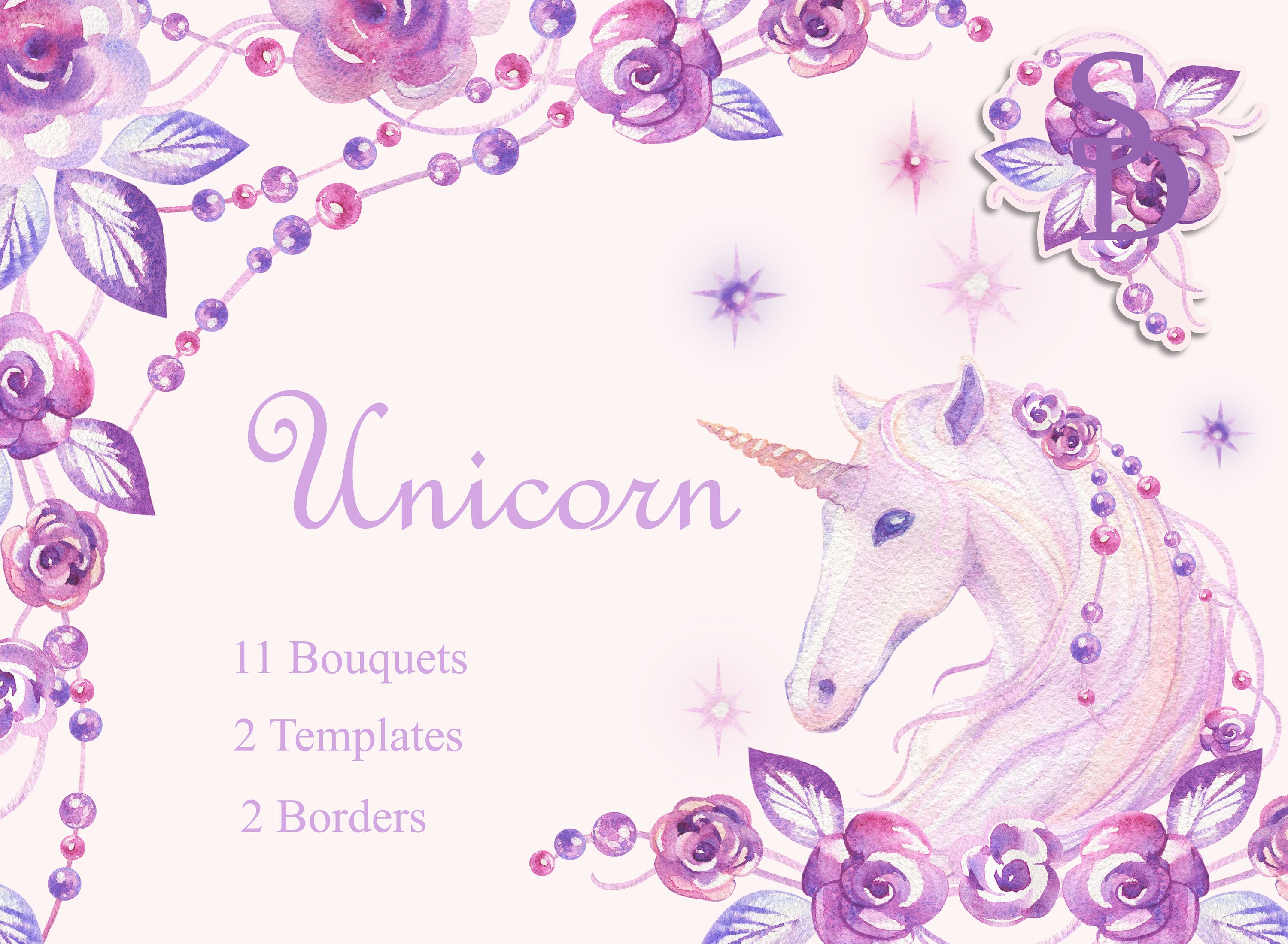 Unicorn Frame Handpainted Horse Digital Sparkle PNG Printable Fantasy ...