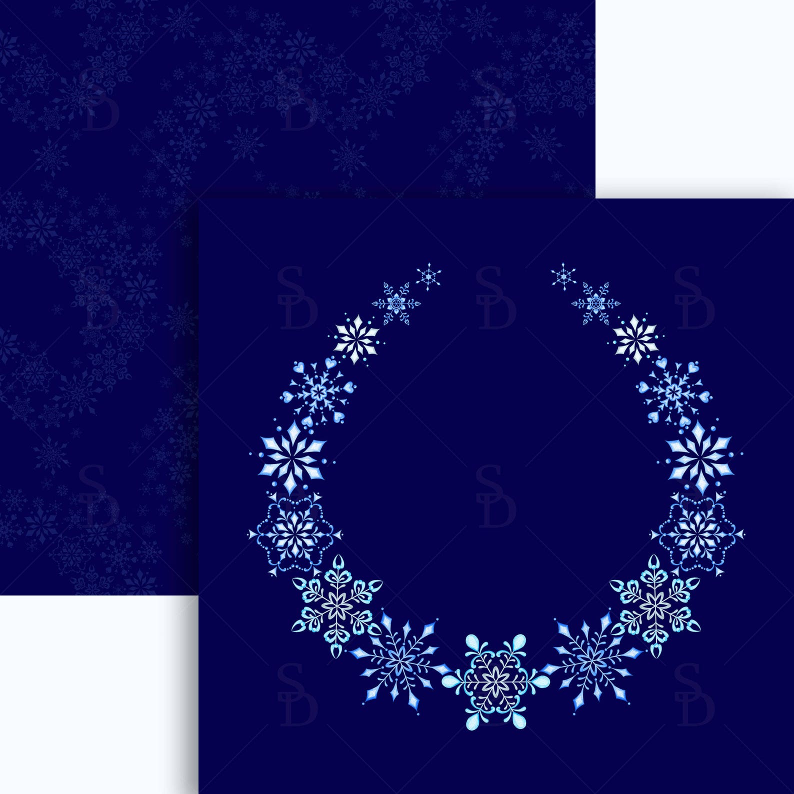 Blue Snowflake Digital Paper Printable Pack Handpainted - Etsy