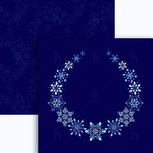 Blue Snowflake Digital Paper Printable Pack Handpainted - Etsy
