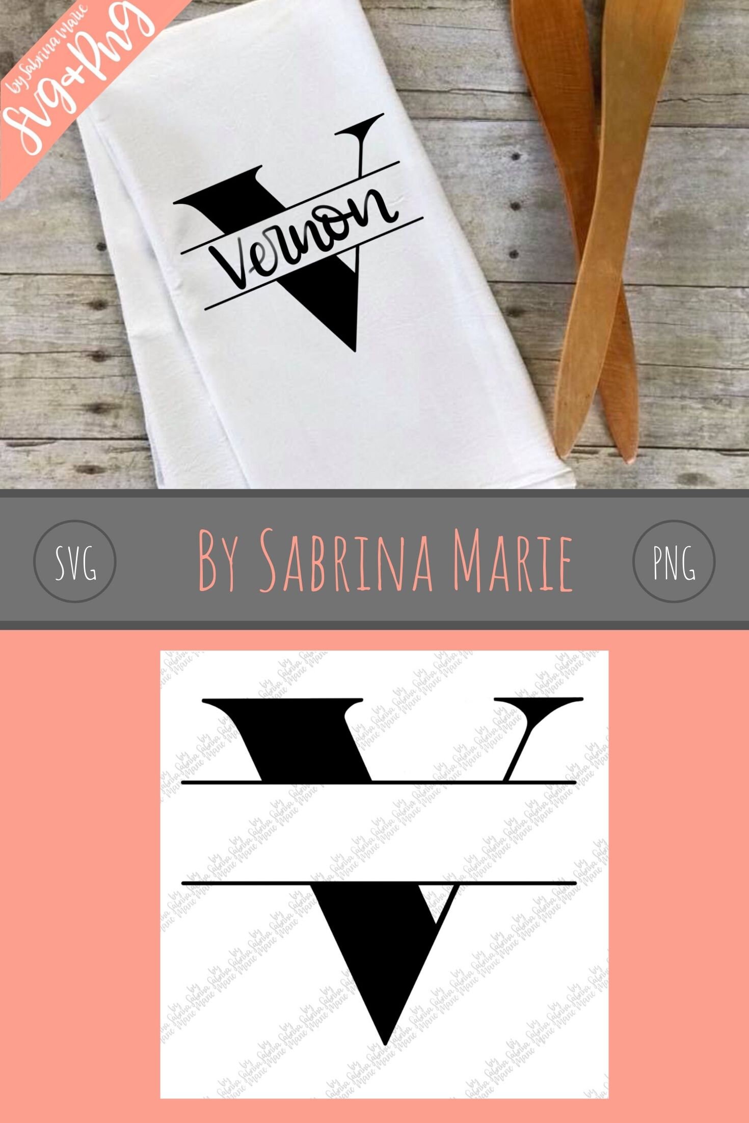 Split Monogram V SVG & PNG - Etsy