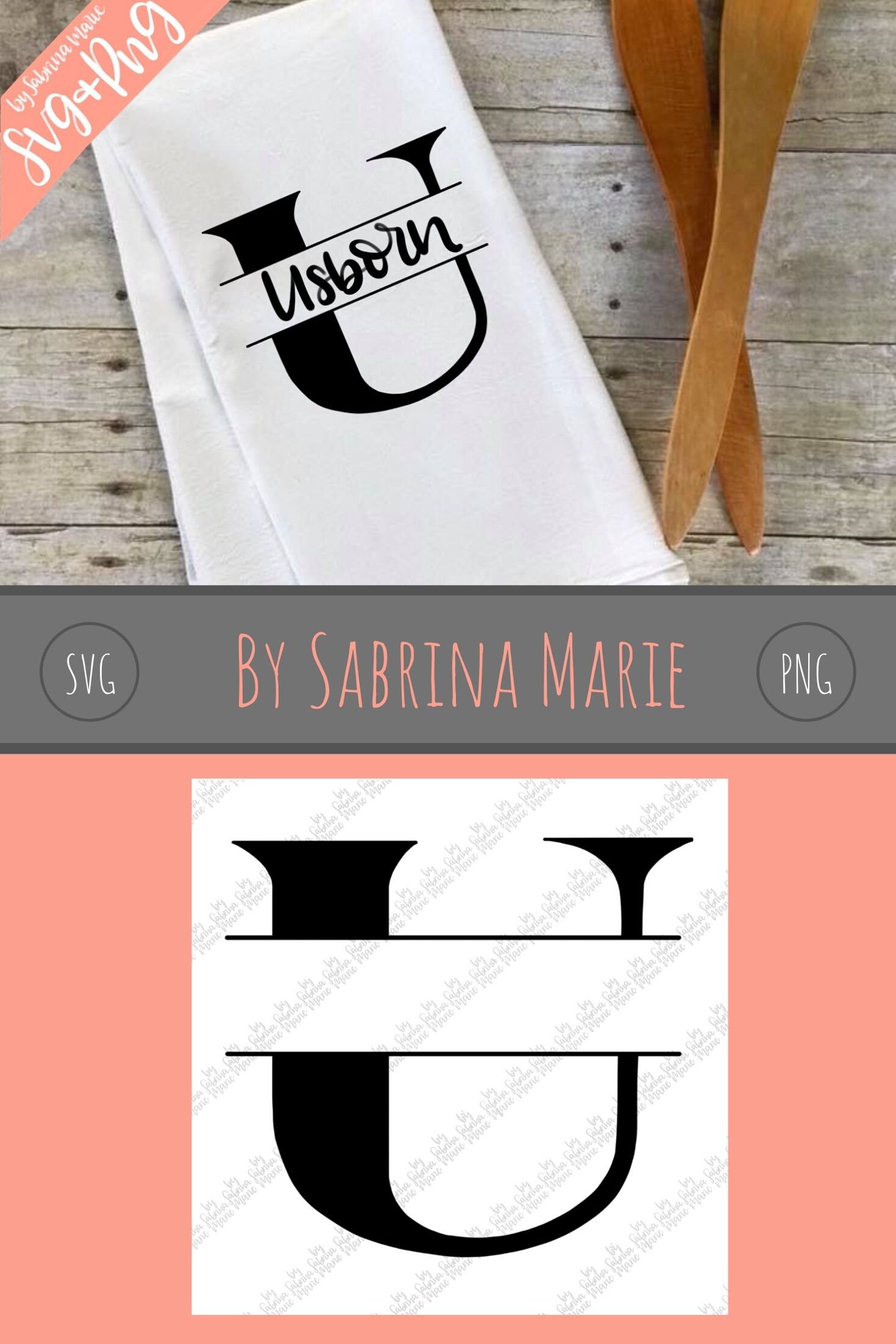 Split Monogram U (SVG & PNG) - Etsy