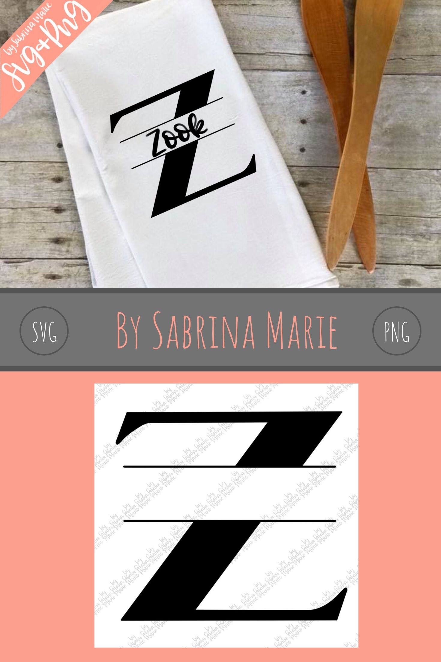 Split Monogram Z SVG & PNG - Etsy