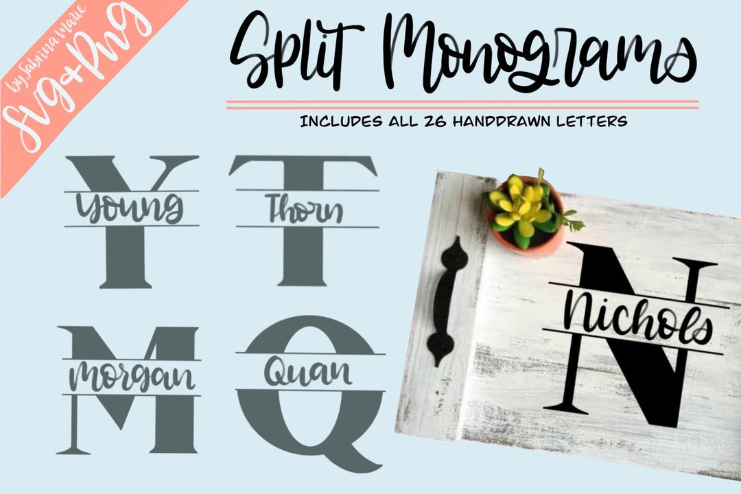 Split Monogram Bundle (SVG & PNG) - Etsy