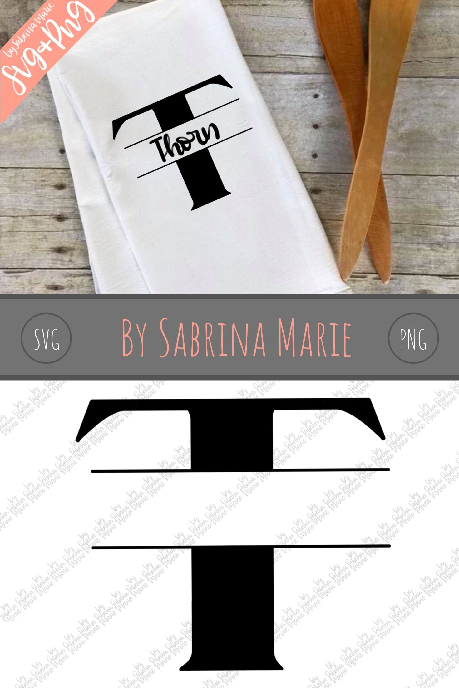 Split Monogram T Digital Download SVG & PNG - Etsy