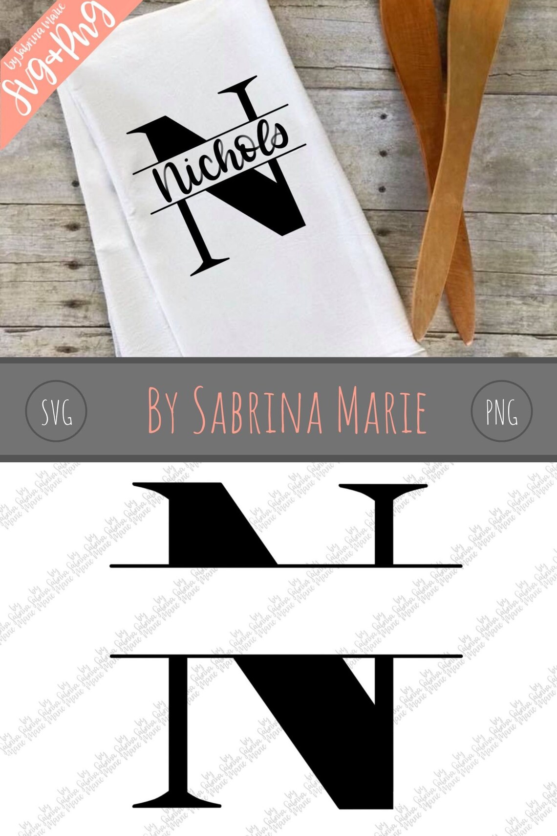 Split Monogram N Digital Download SVG & PNG - Etsy