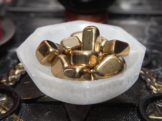 King Paimon Gold Aura Hematite Spirit Stone | Etsy