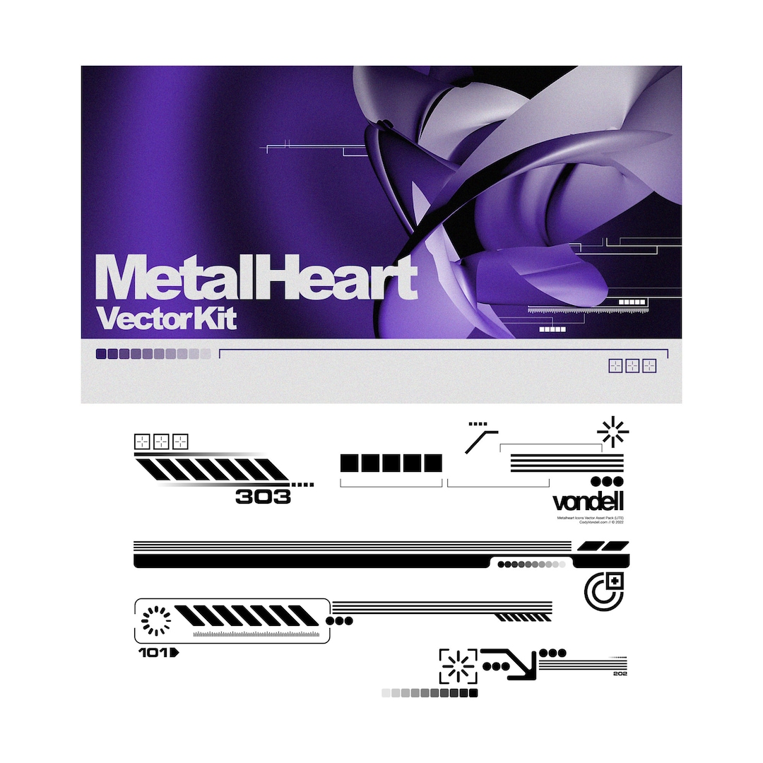Y2K Aesthetic Metalheart HUD Icons Template (over 70 Assets for Logos, Clothing, Graphic Design ...