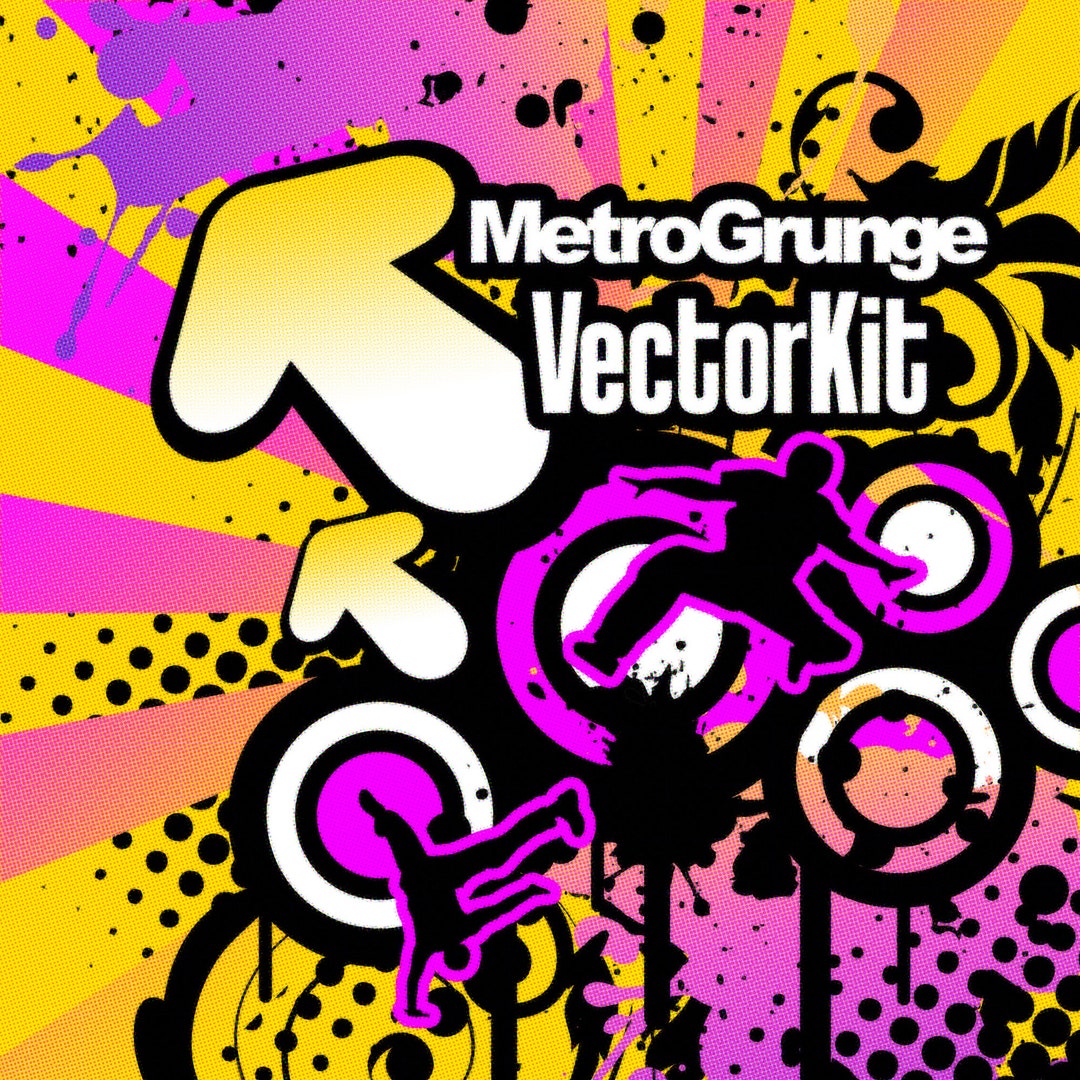 Frutiger Metro グランジ ベクター テンプレート (ロゴ、衣類、グラフィック デザイン用の 150 を超えるアセット ...