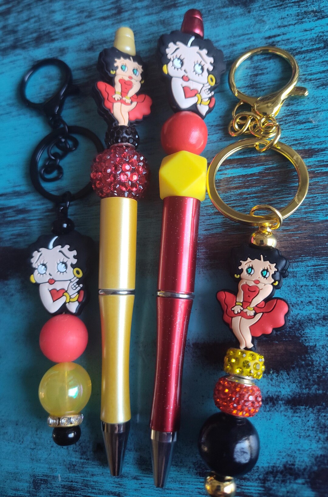Pen and Keychain Sets Betty Boop Custom Beadable Pens Bling Beads ...