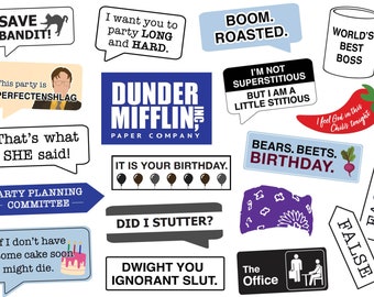 The Office Photo Booth Printable Party Props Instant - Etsy