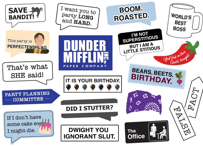 The Office Birthday Party Photo Booth Props - Office Party Decor ...