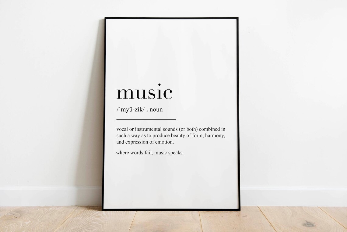 Music Art Print Minimalist Music Definition Poster Digital - Etsy