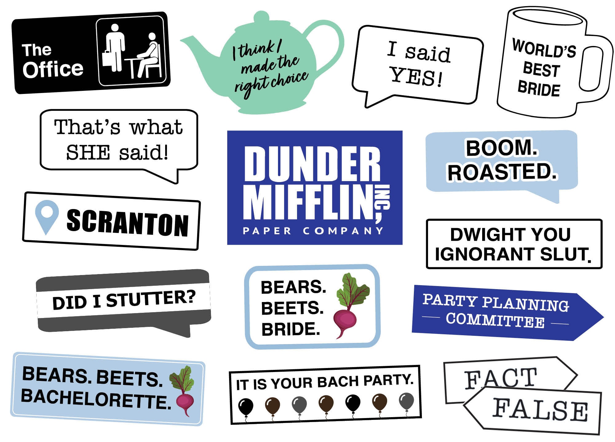 The Office Bachelorette Party Photo Booth Props the Office | Etsy