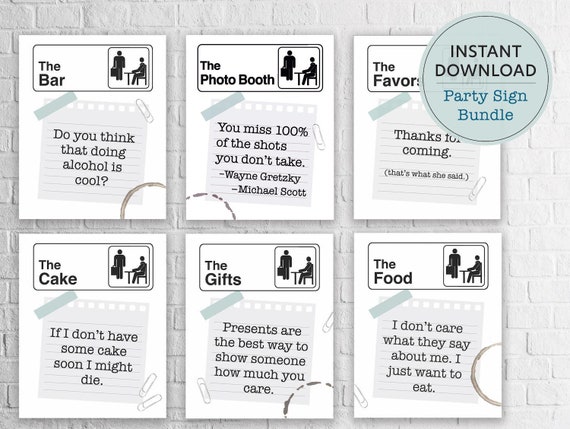 The Office Party Signs Bundle the Office Birthday Party - Etsy