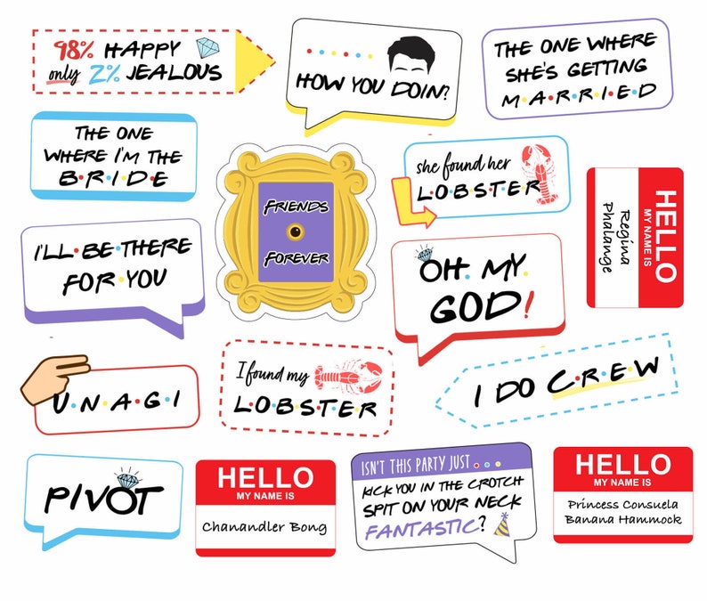 Friends Bachelorette Party Photo Booth Props Friends Hen - Etsy