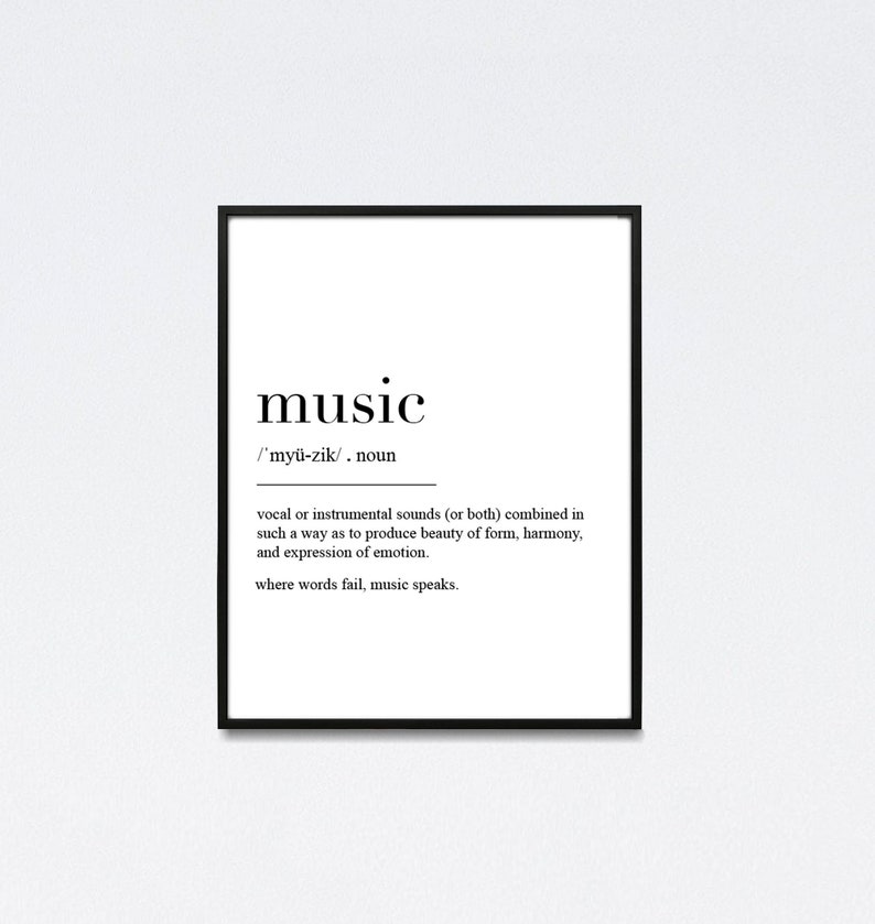 Music Art Print Minimalist - Music Definition Poster Digital Print ...