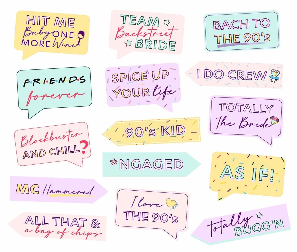 90's Bachelorette Photo Booth Props Y2K Bachelorette - Etsy