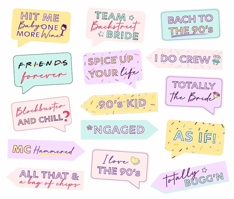 90's Bachelorette Photo Booth Props Y2K Bachelorette - Etsy
