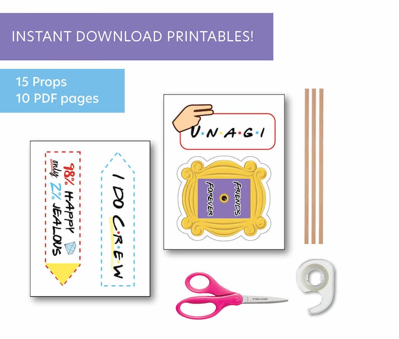 Friends Bachelorette Party Photo Booth Props Friends Hen - Etsy