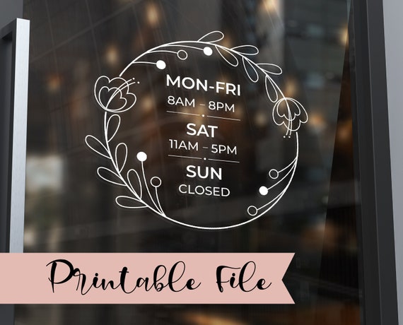 Printable Store Hours Decal Business Hours Decal Custom | Etsy