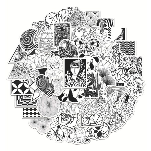 Black and White Sticker Pack - Etsy