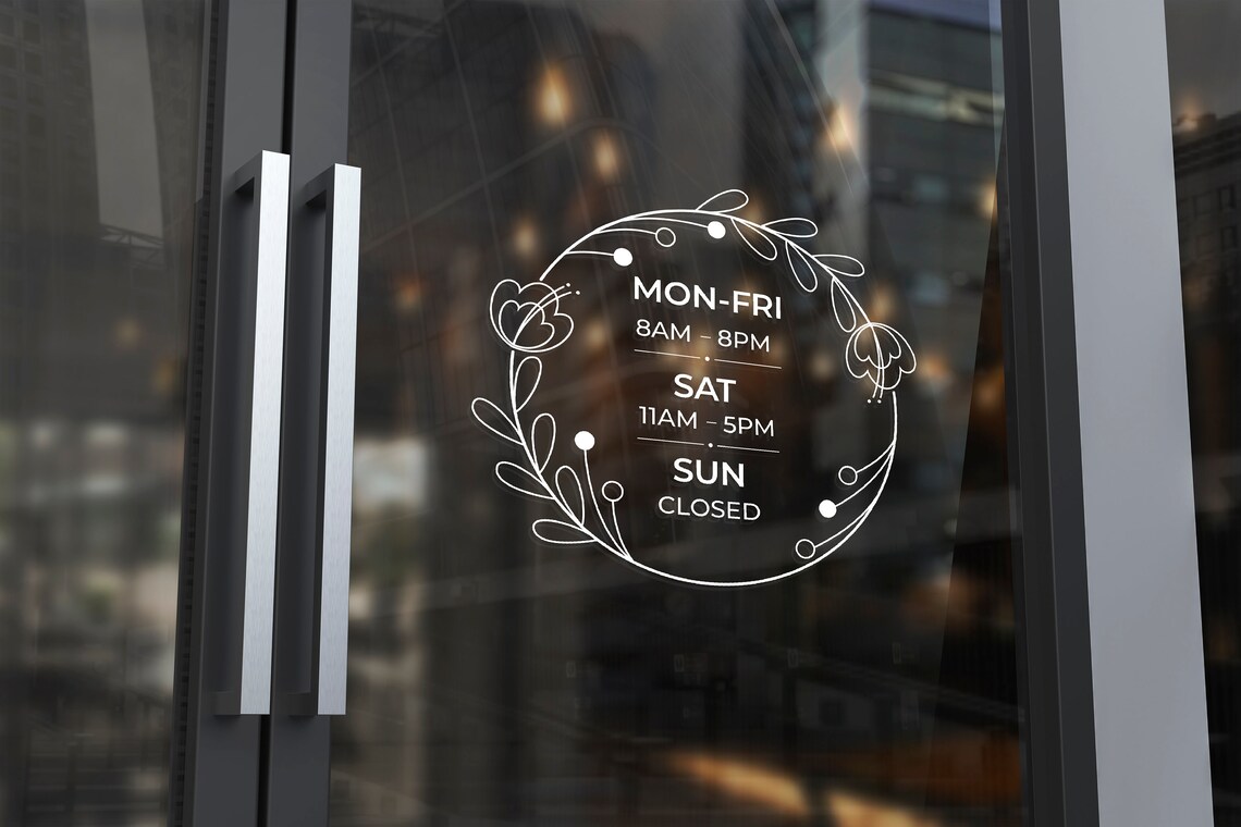 Printable Store Hours Decal Business Hours Decal Custom | Etsy