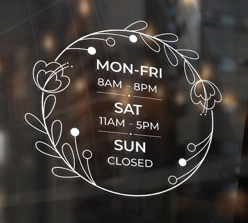 Store Hours Decal Business Hours Decal Store Hours Sticker - Etsy